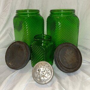 Hoosier | Kitchen | Hoosier Green Ribbed Canisters With Lids | Poshmark